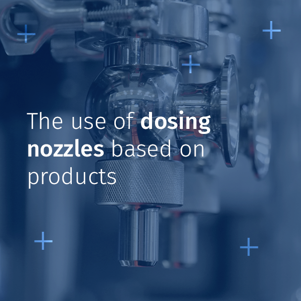 The use of dosing nozzles for different products
